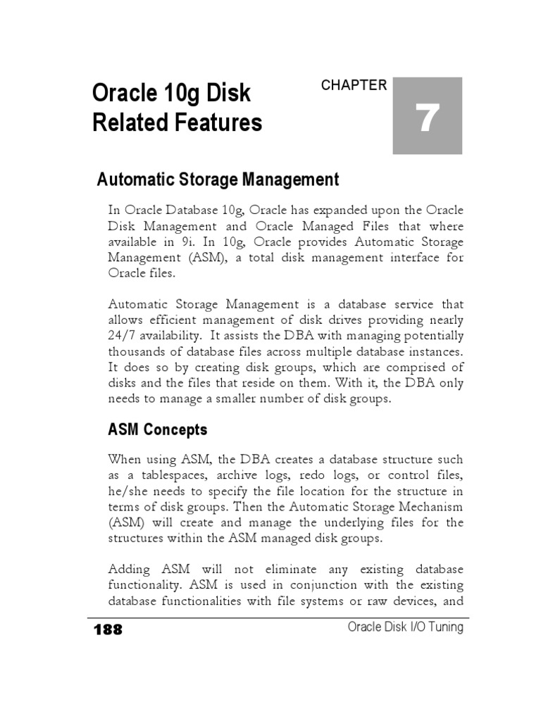 Oracle 10g Disk Related Features: Automatic Storage Management | PDF | Oracle Database ...