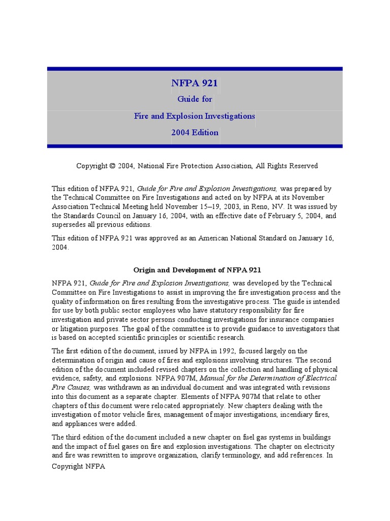 Hamyar Energy NFPA 921 - 2004 | PDF | Combustion | Fires