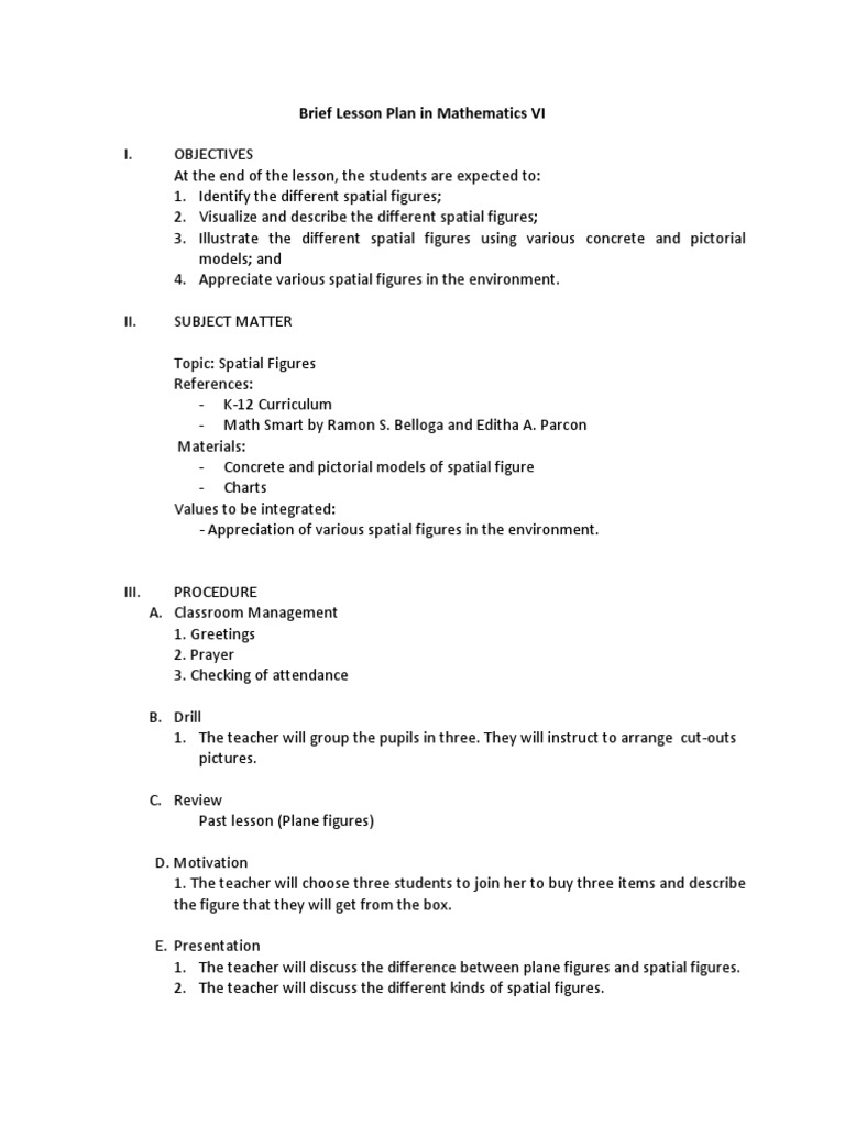 Exploring Spatial Figures: A Lesson Plan on Identifying, Visualizing ...
