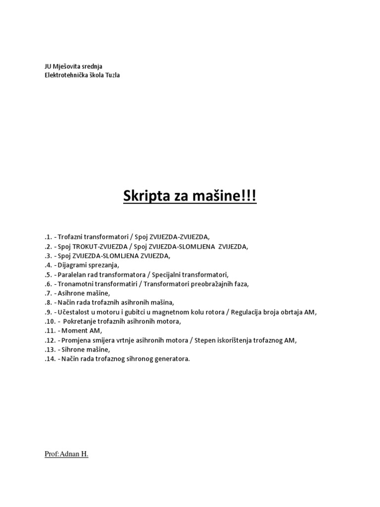 Skripta Za Mašine PDF | PDF