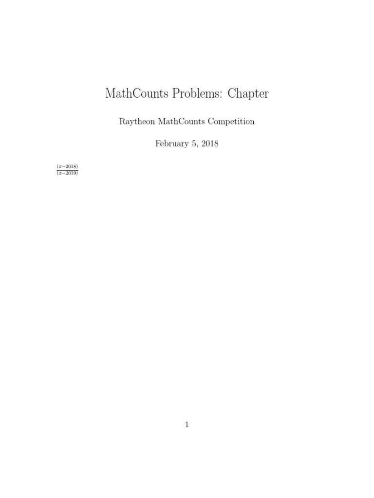 Mathcounts Problems: Chapter: Raytheon Mathcounts Competition February ...