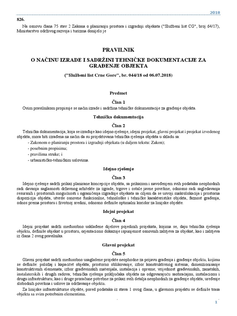 Pravilnik o Nacinu Izrade I Sadrzini Tehnicke Dokumentacije Za ...