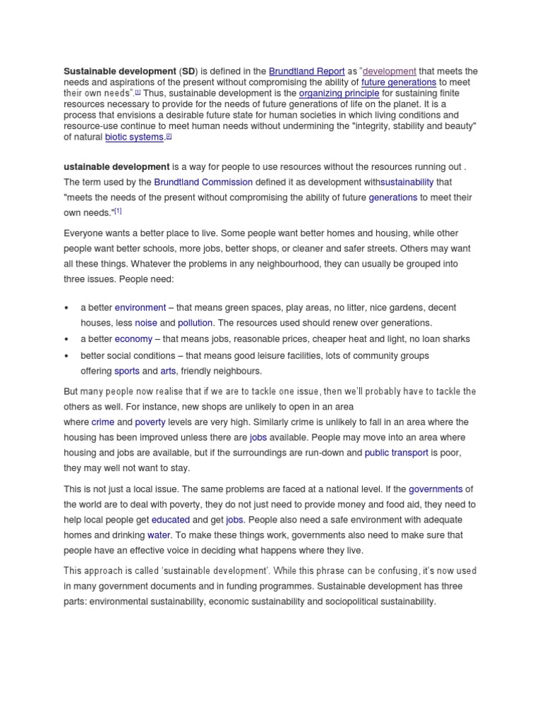 Brundtland Report Future Generations Organizing Principle: Sustainable ...