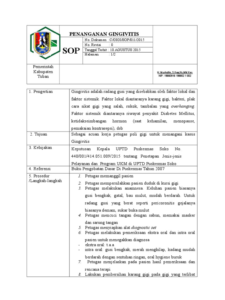 SOP Penanganan Gingivitis | PDF