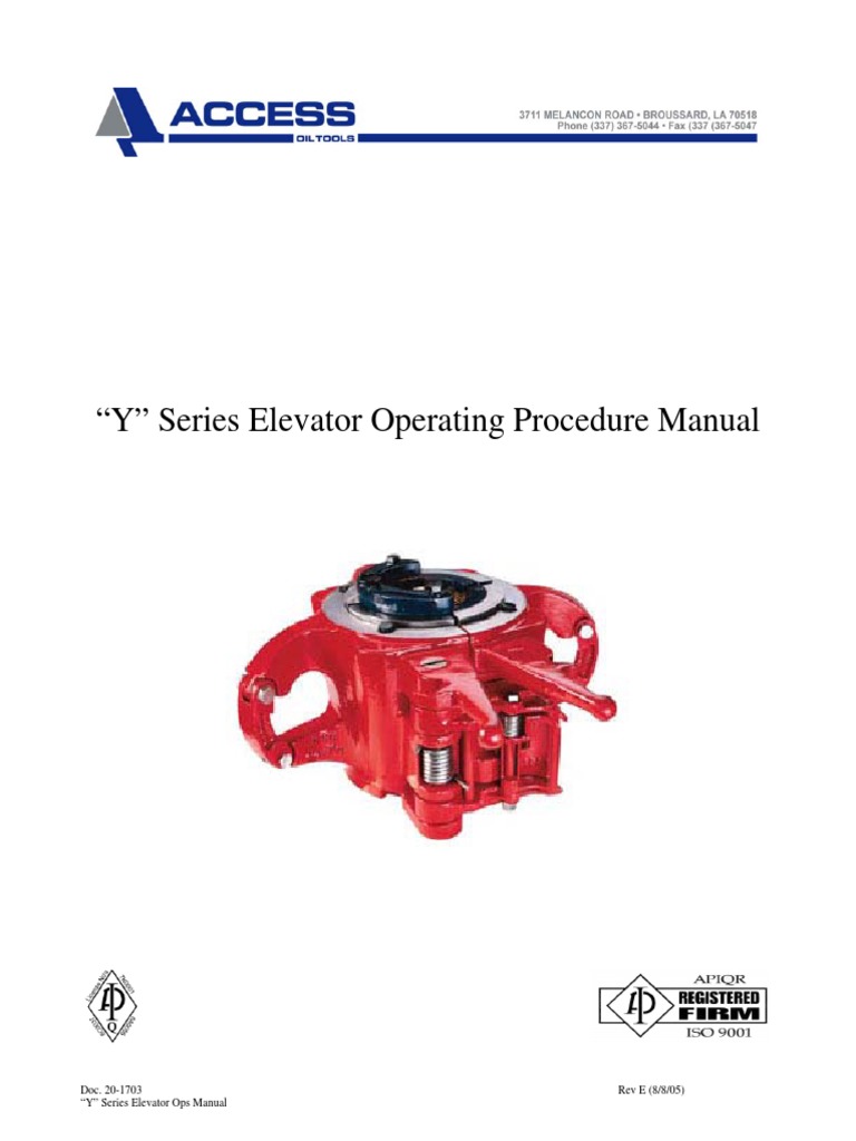20 1703YSeriesElevatorManual | PDF | Lock (Security Device) | Screw