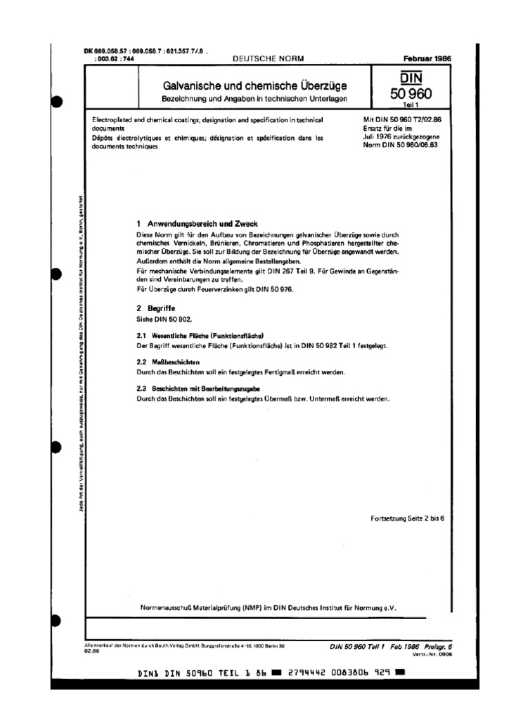 Din 50960-1 - 86 | PDF