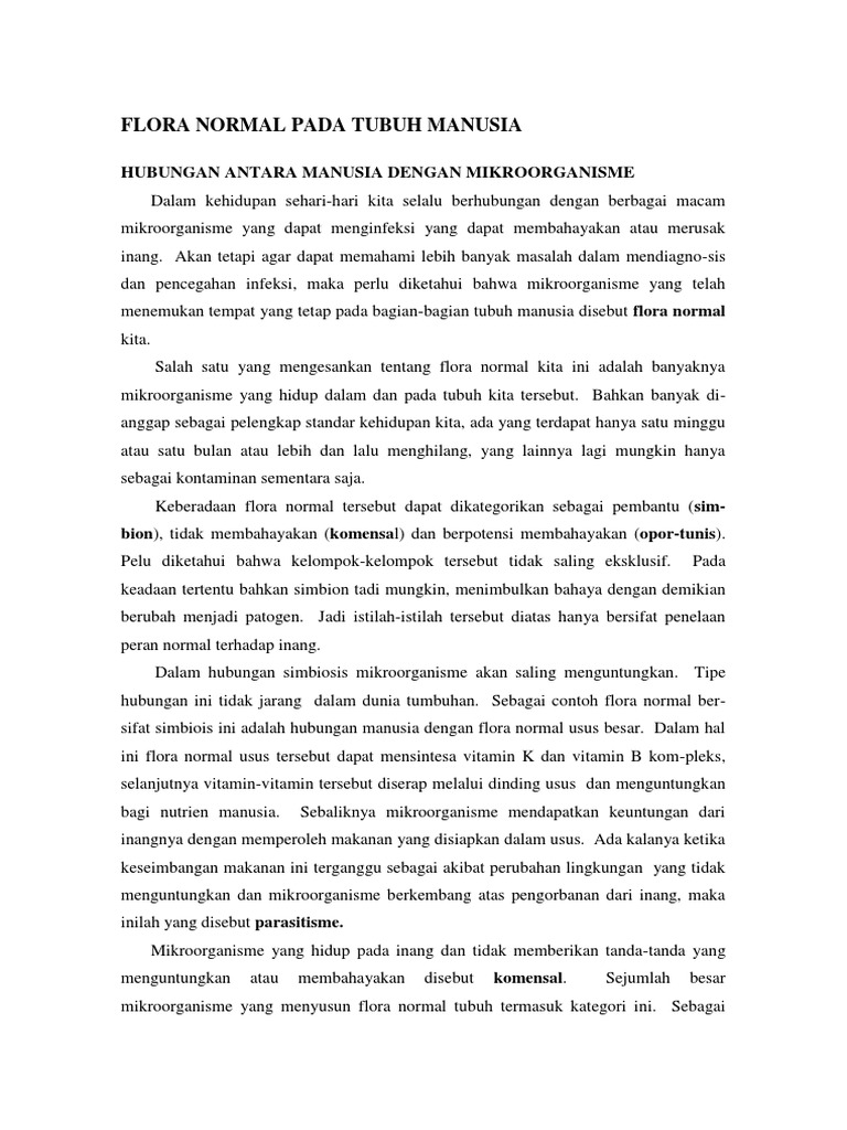 Flora Normal Pada Tubuh Manusia PDF | PDF | Pengembangan Diri ...