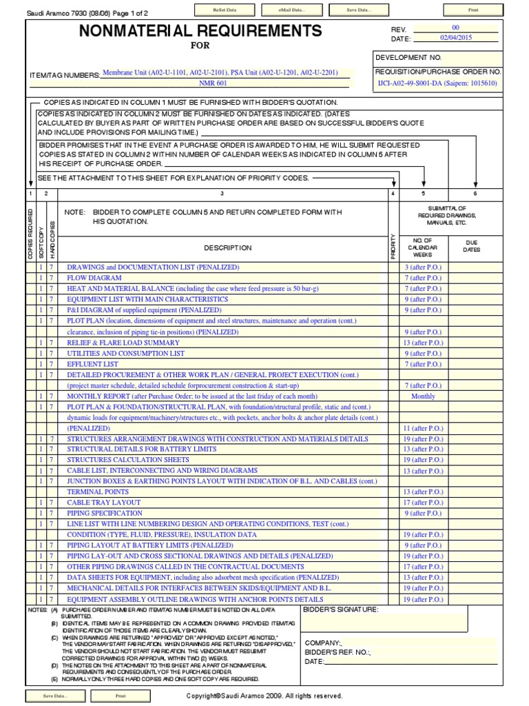 NMR 7930 601 sh1 1187005 PO1015610 | Specification (Technical Standard)