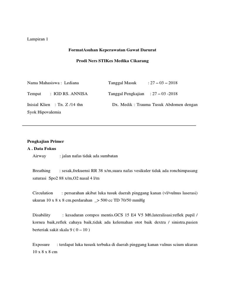 Contoh Format GADAR | PDF