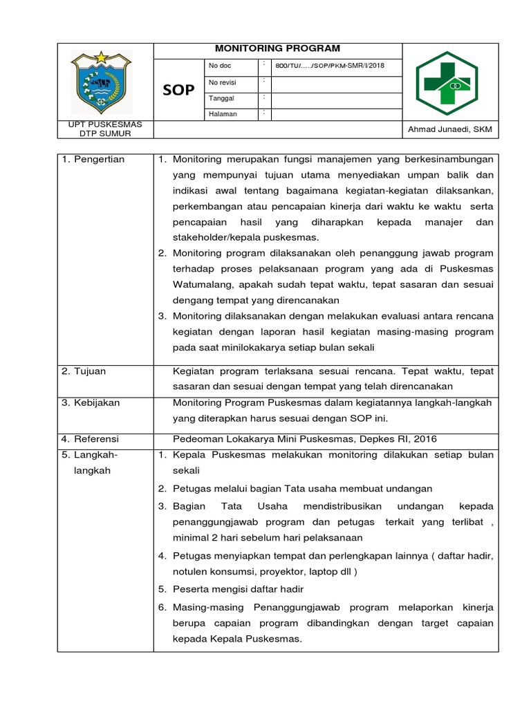 Sop Monitoring Program | PDF
