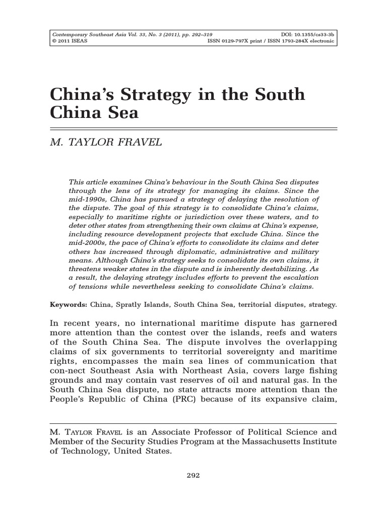 Chinas Strategy in The South China Sea | PDF | Territorial Waters ...