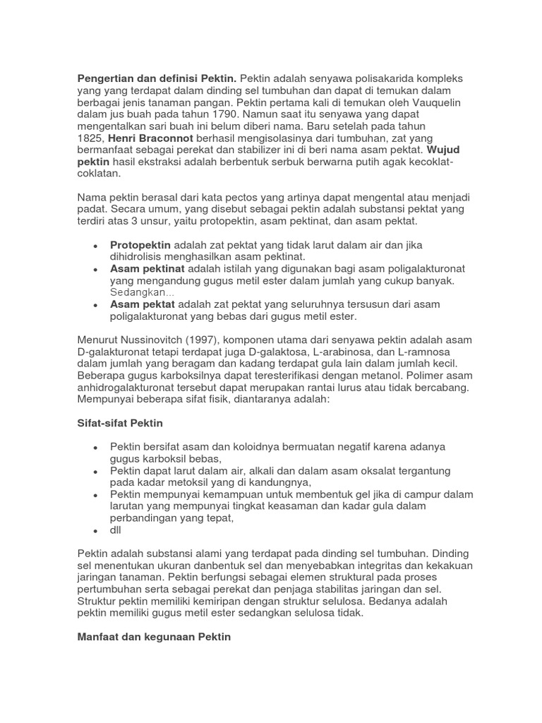 Definisi dan Manfaat Pektin | PDF
