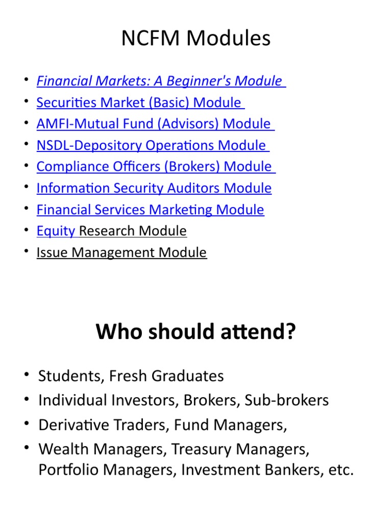 NCFM Modules: Financial Markets: A Beginner's Module | PDF | Derivative ...