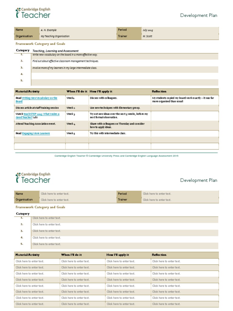 CPD Teacher Development Plan For Teachers | PDF | Vocabulary | Teachers