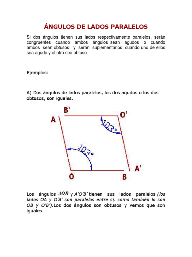 Ángulos y Lados Paralelos: Ejemplos | PDF | Ángulo | Perpendicular