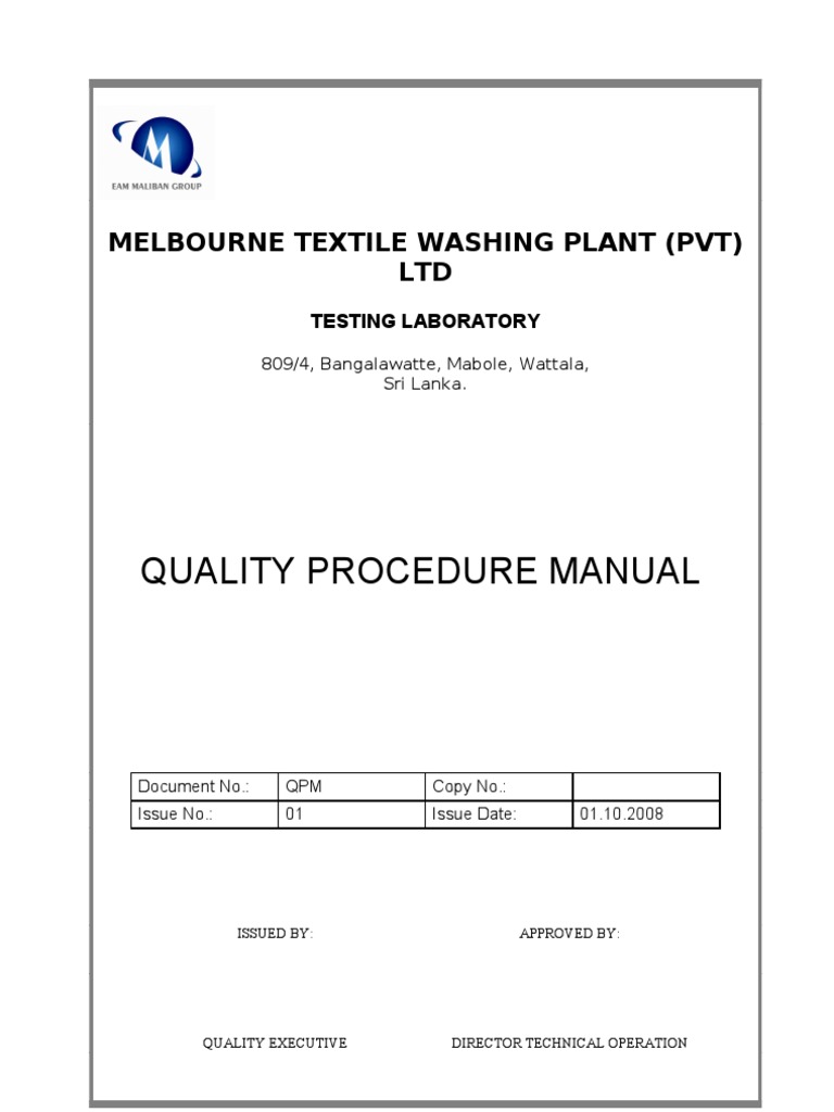 Melbourne Quality Procedure Manual | PDF | Laboratories | Business Process