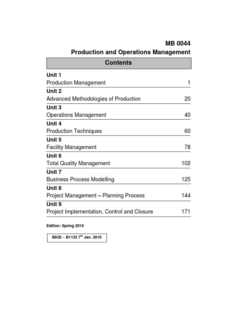 Production and Operations Management Guide | PDF | Operations Management | Inventory