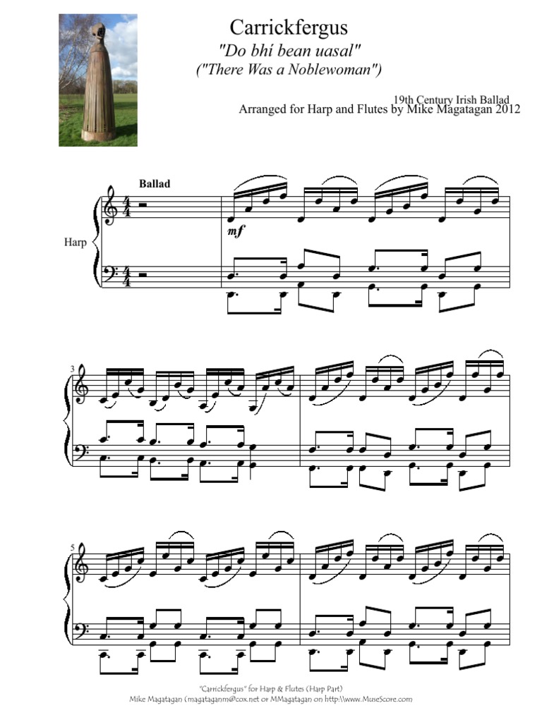 Carrickfergus For Harp and Flute | PDF | Western European Music | Works