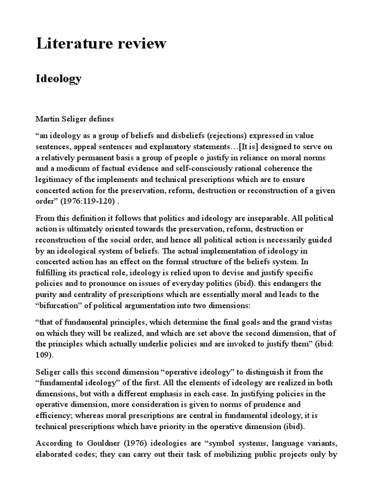 Literature Review: Ideology | PDF | Discourse | Power (Social And ...