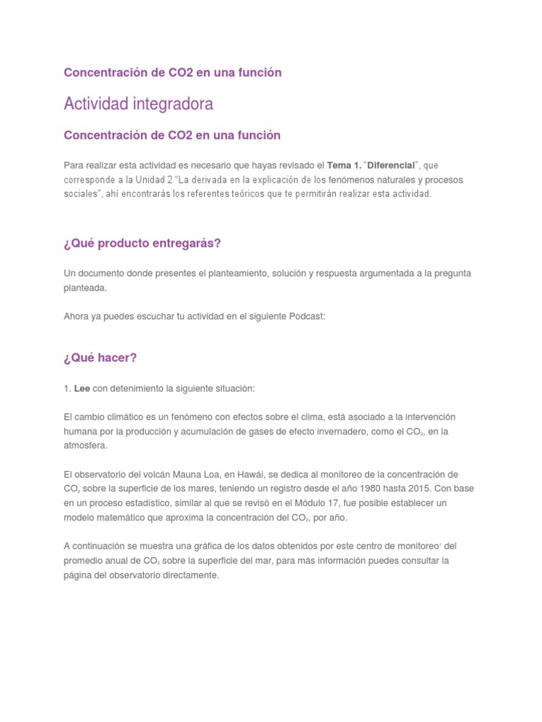 Apellidos Nombre M18 S3 AI5 ConcentraciondeCO2enunafuncion | PDF | Dióxido de carbono | Derivado