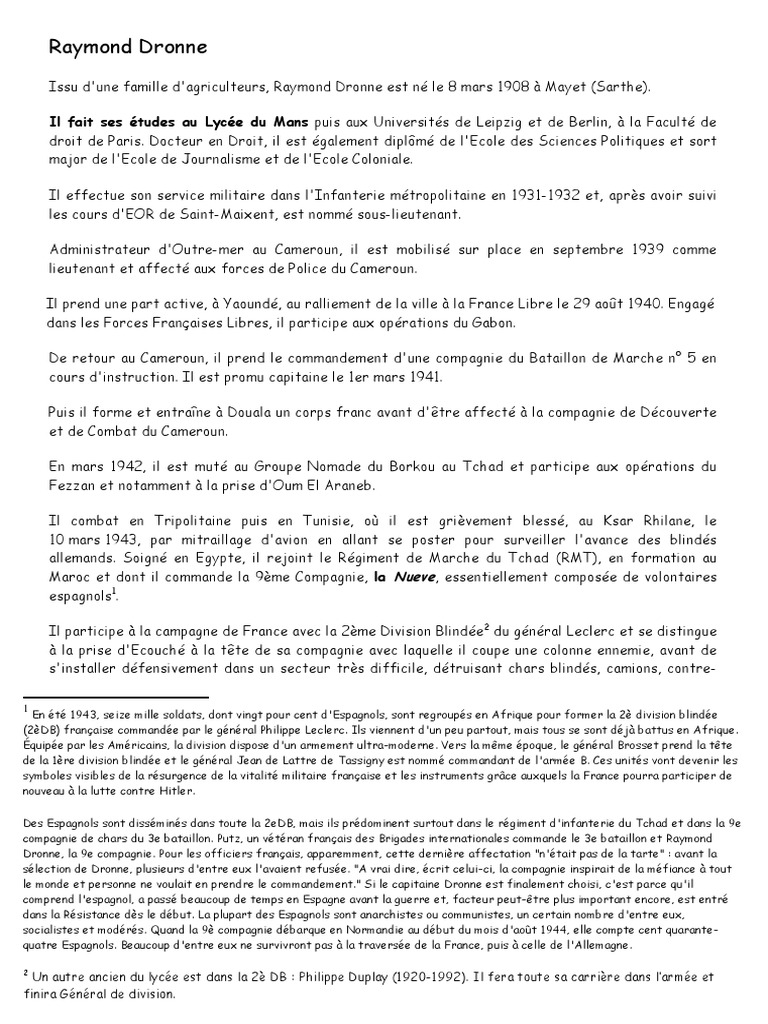 Raymond Dronne | PDF | Empresa (Unidad Militar) | Batallón