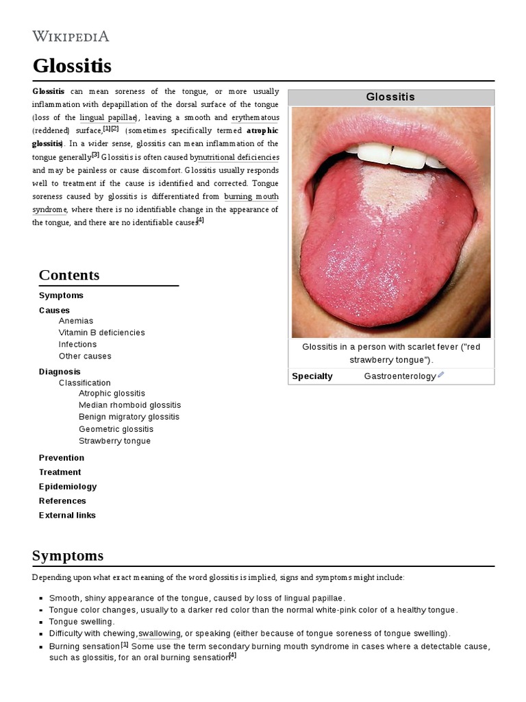 Glossitis | PDF | Clinical Medicine | Cutaneous Conditions