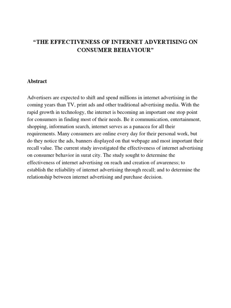 The Effectiveness of Internet Advertising On Consumer Behaviour | PDF ...