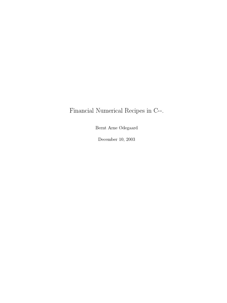 Financial Numerical Recipes in C++ | PDF | Option (Finance) | C++