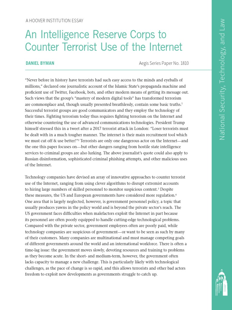 An Intelligence Reserve Corps To Counter Terrorist Use of The Internet ...