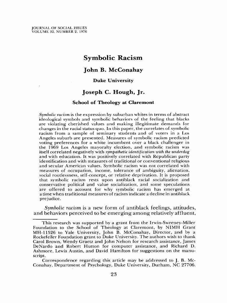 Symbolic Racism | PDF | Racism | Discrimination & Race Relations