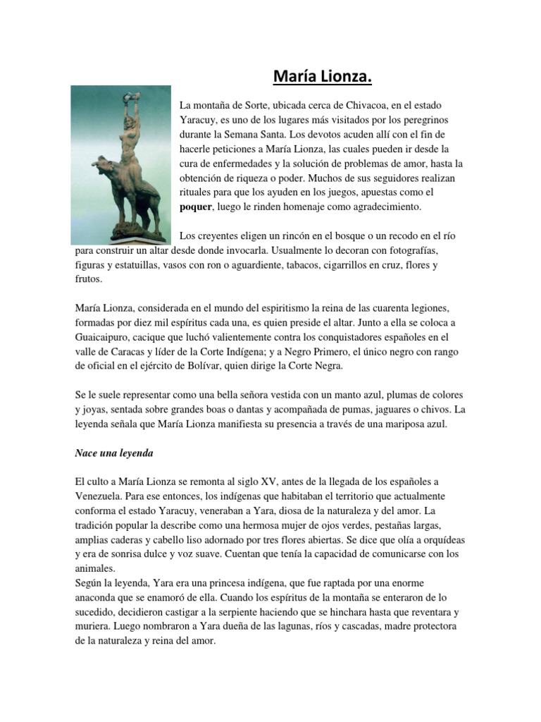 Maria Lionza | PDF | Religión y espiritualidad