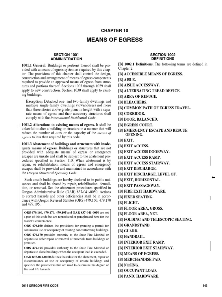 oREGON fIRE cODE Chapter 10 - Means of Egress PDF | PDF | Stairs ...