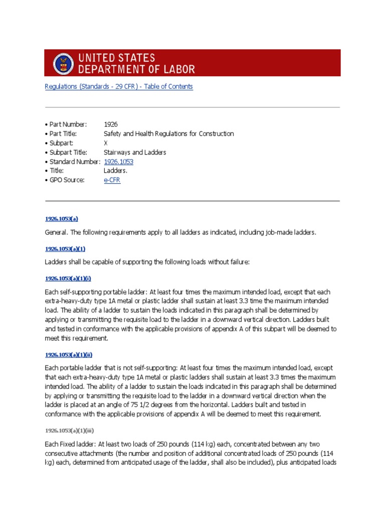 OSHA Ladder Safety Standards Overview | PDF | Ladder | Nature