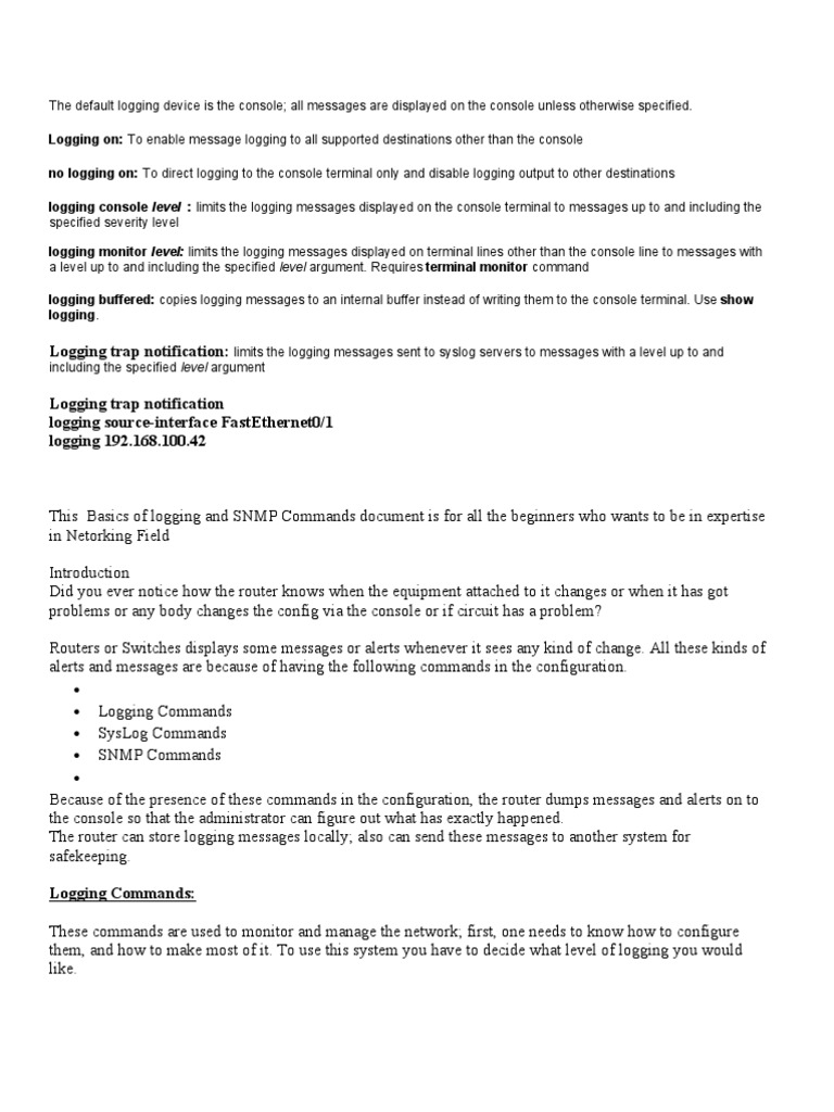 Logging Trap Notification: Logging Trap Notification Logging Source ...