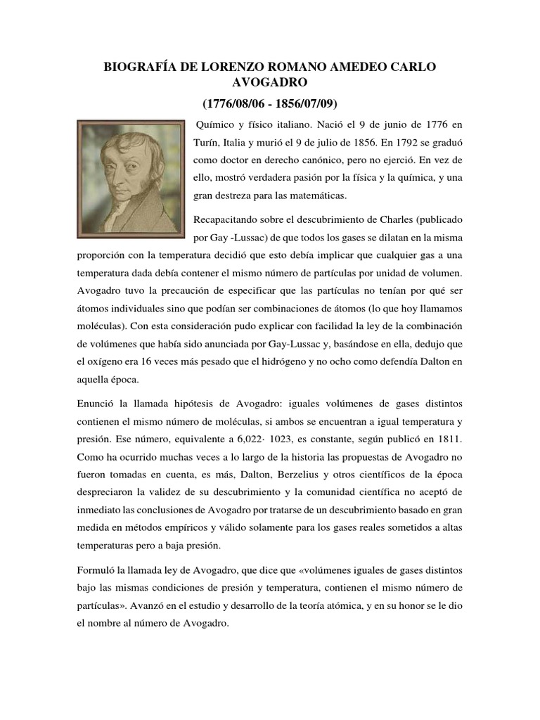 Biografía de Lorenzo Romano Amedeo Carlo Avogadro