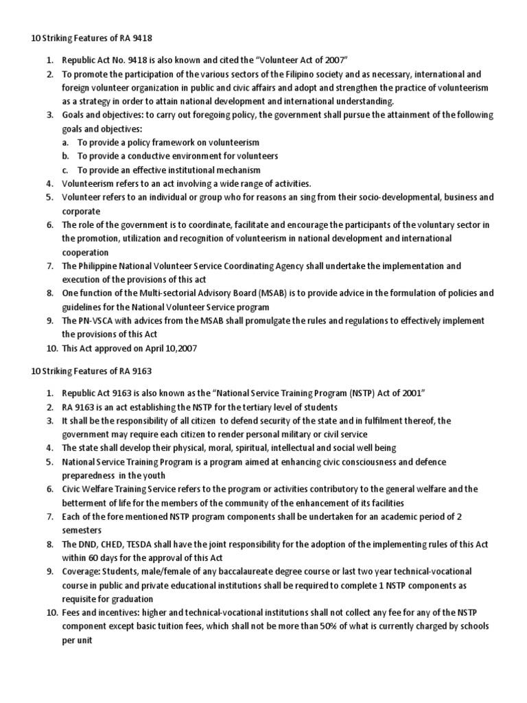 10 Striking Features of RA 9418 | PDF | Volunteering | Public Sphere