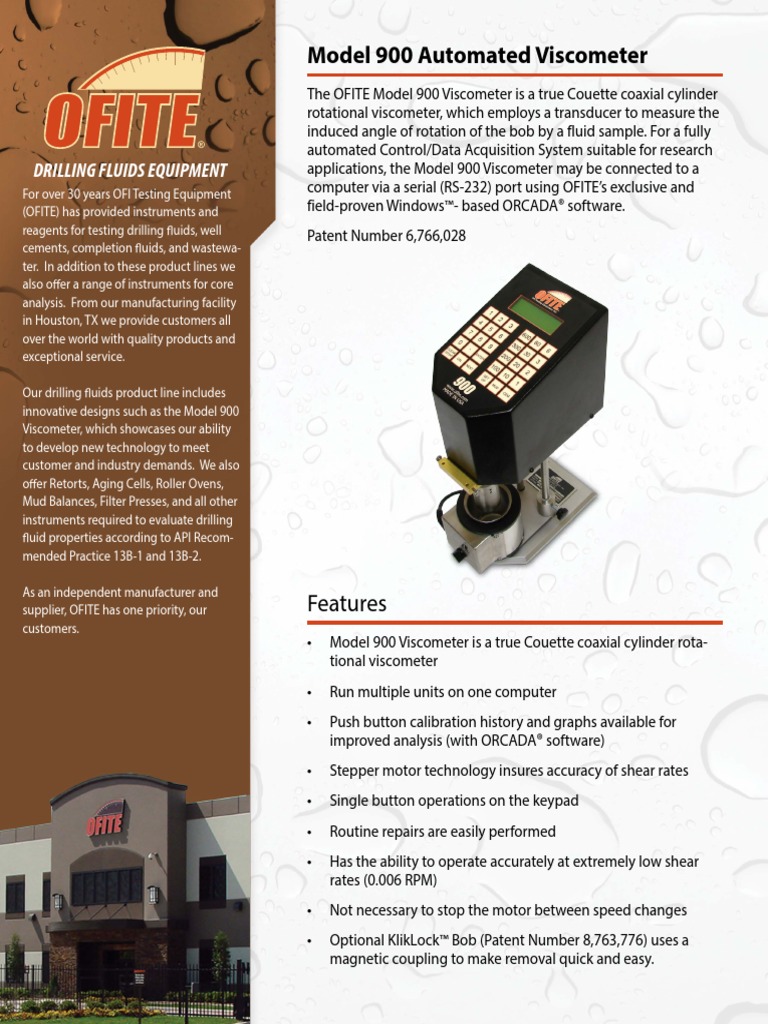 Model 900 Automated Viscometer: Drilling Fluids Equipment | PDF ...