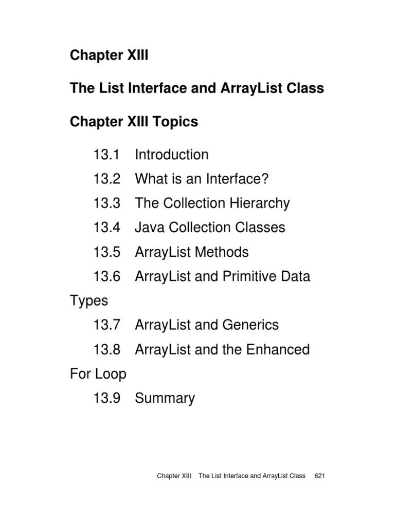 Chapter XIII Topics: The List Interface and ArrayList Class | PDF | Method (Computer Programming ...