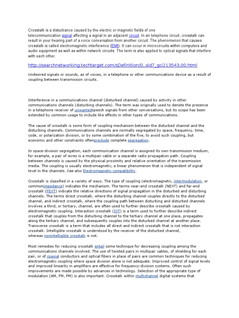 Cross Talk | PDF | Telecommunication | Coaxial Cable