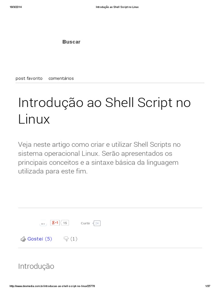 Introdução Ao Shell Script Do Linux | PDF | Shell (informática ... Introdução Ao Shell Script Do Linux | PDF | Shell (informática ...