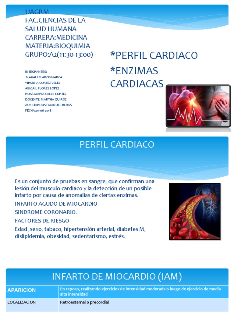 PERFIL CARDIACO Bioquimica | PDF | Lactato deshidrogenasa | Infarto de ...