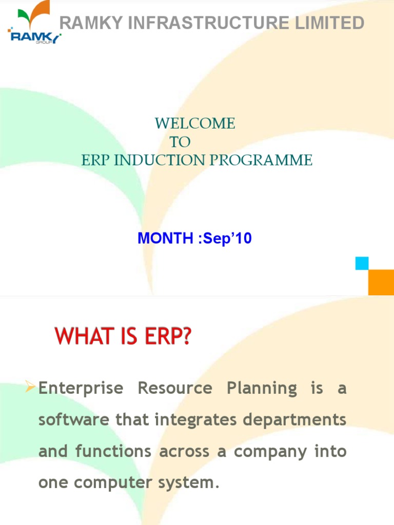 Ramky Infrastructure Limited: Welcome TO Erp Induction Programme | PDF ...