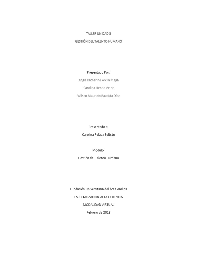 Taller Gesti - N Talento Humano | PDF | Gestión del talento | Reclutamiento