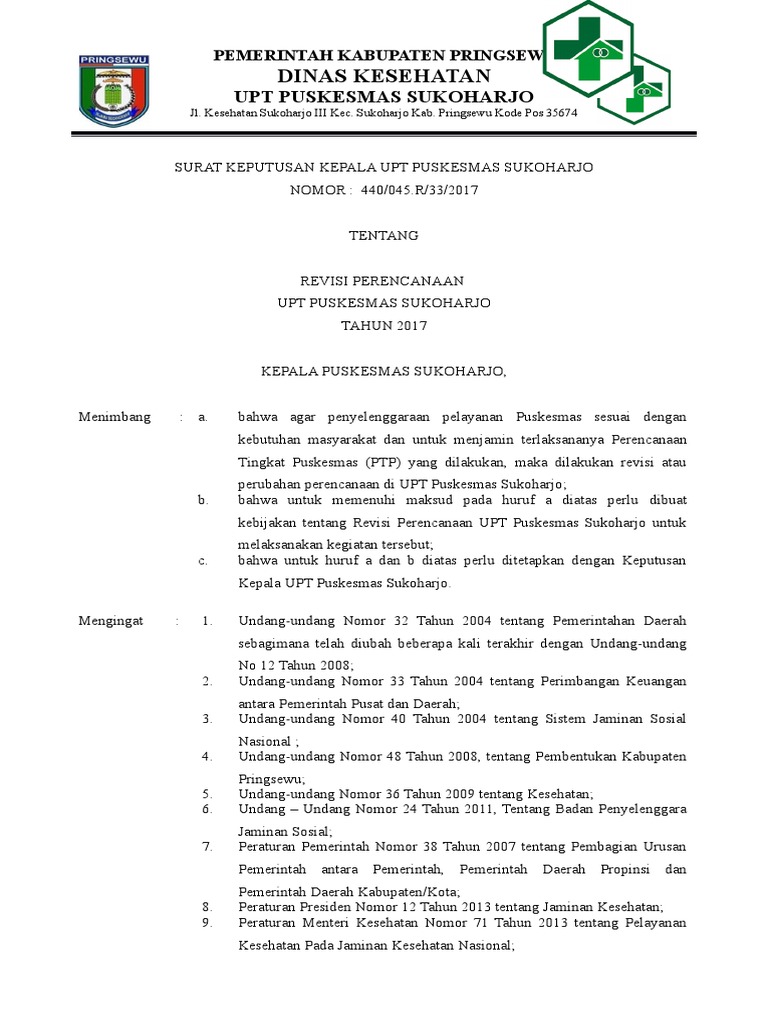 SK Revisi Perencanaan | PDF