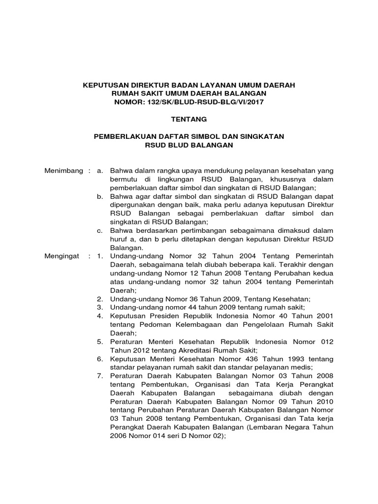 SK Pemberlakuan Simbol Dan Singkatan | PDF