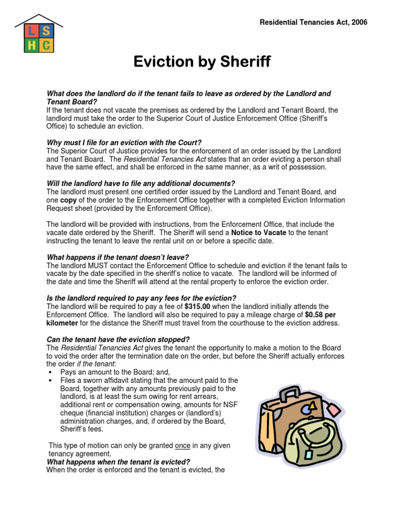Ontario Sheriff Eviction Process Guide | PDF | Eviction | Leasehold Estate
