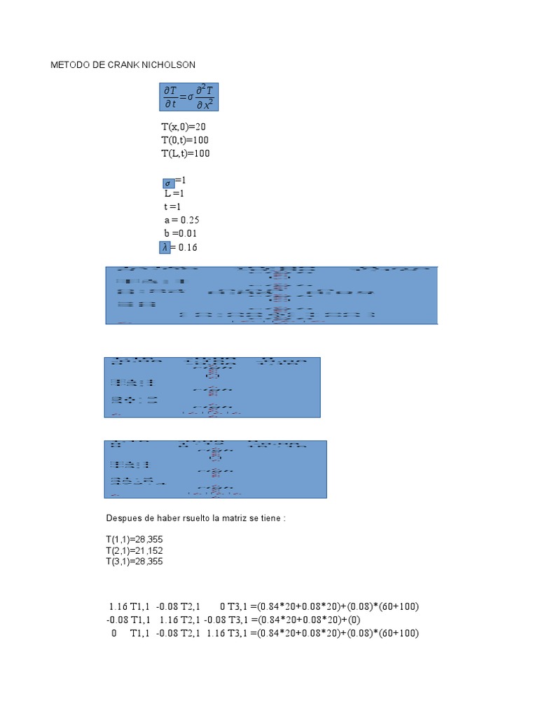 Crank-Nicholson Method for Heat Equation | PDF