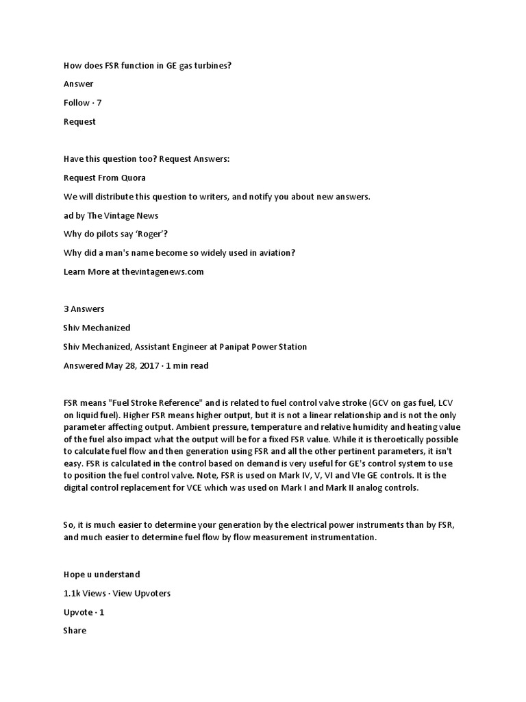 How Does FSR Function in GE Gas Turbines | PDF | Gas Turbine | Fuels