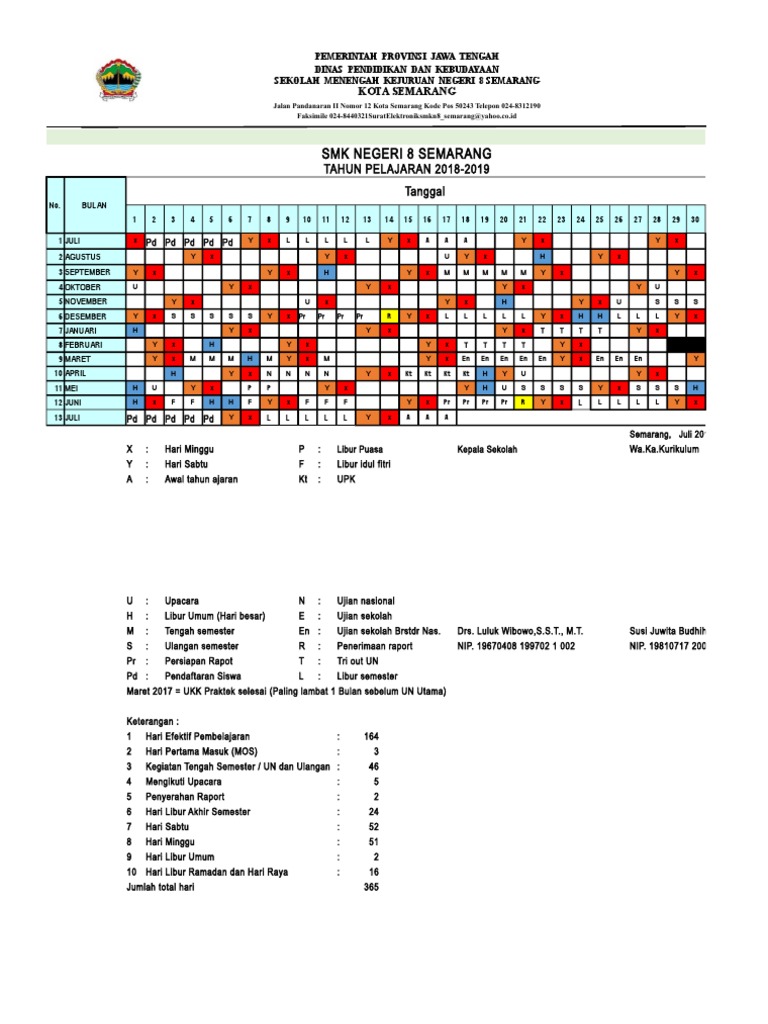Kaldik Kalender Pendidikan SMK Semarang 2018-2019 | PDF