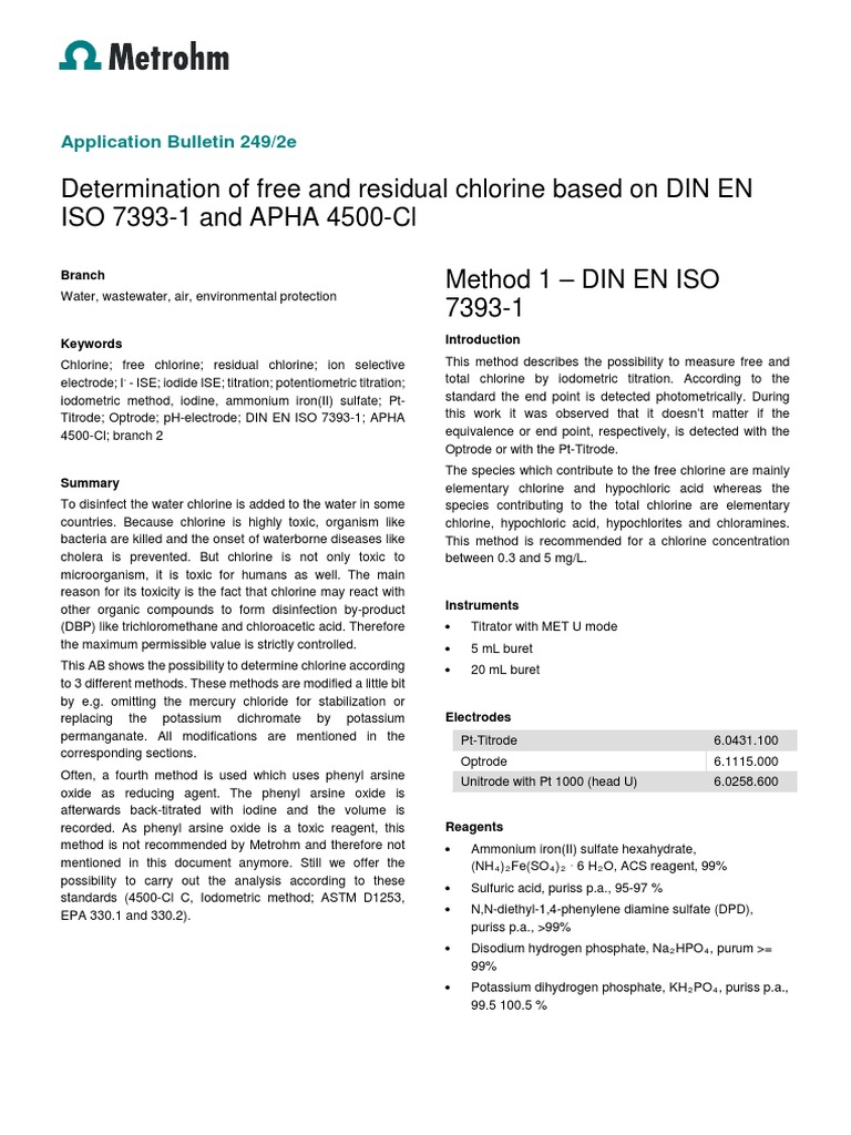 Din en Iso Method Mterohmmm | PDF | Titration | Chemistry